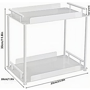 AWTS Bathroom Counter Organizer, 2 Tier Stainless Steel Bathroom Countertop Organizer, Kitchen Organizer, Cosmetic Organizer, Vanity Bathroom Organizer, Storage Shelf, Living Room,Dressing Table,White