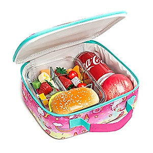 4PCS Unicorn Rolling Backpack for Girls, Wheels Backpacks for Girls,Suitcase School Bag Set,Kids Luggage with Lunch Box Pencil Case for Toddler Preschool Elementary Student