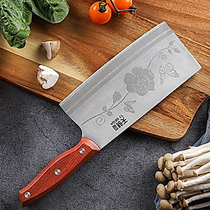 Meat Cleaver Knife 7.4 Inch, Ultra Sharp Chinese Chef's Knives, Full-tang Chopping Knife, 30Cr13 Steel Blade Thickness 2.5 mm, TJ SEGA Series TC1707