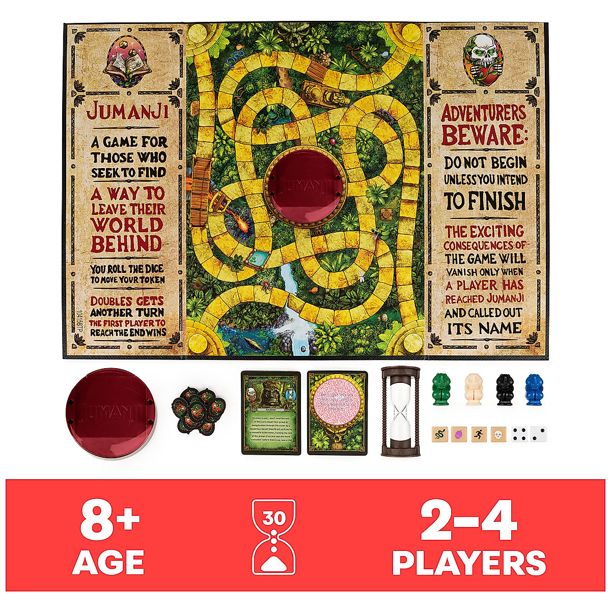 Jumanji The Game, The Classic Scary Adventure Family Board Game Based on The Action-Comedy Movie, for Kids and Adults Ages 8 & up