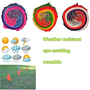 100 Pack Marking Flags Marker Flags for Lawn 4-Inch by 5-Inch Stake Flags with 16-Inch Wire Staffs (3 Colors B)