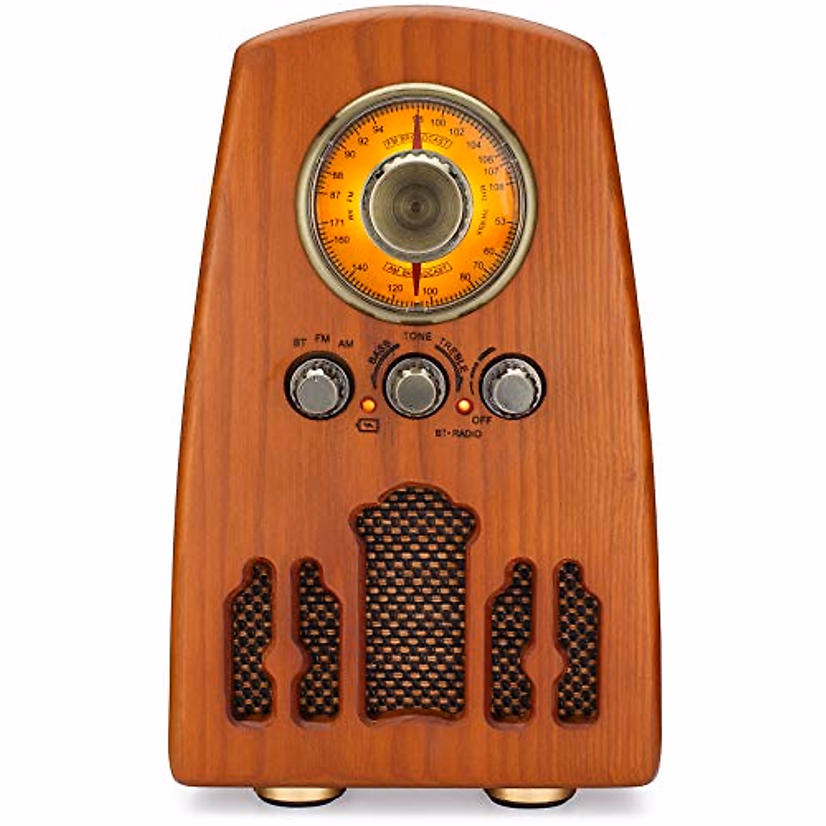 ClearClick Vintage Style AM/FM Radio with Bluetooth - Handmade Wooden Exterior with Classic Retro Look