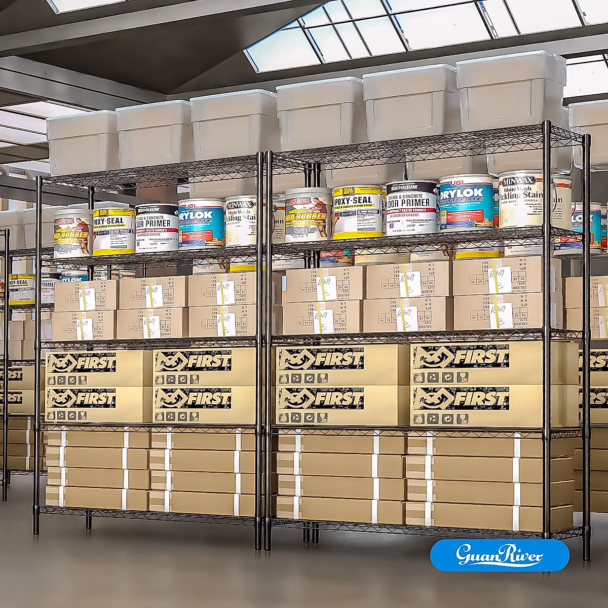 Guan River 5-Shelf Adjustable Metal Shelf Wire Shelving Unit Heavy Duty Storage Rack Display Shelf for Office,Kitchen,Bedroom,Bathroom,Laundry,Pantry Basement,Garage(Black,48" L x 18" W x 72" H)