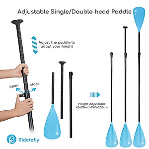 Ridetofly SU01 Stand Up Paddle Board 10.6'x32 x6, Inflatable SUP with 12pcs Accessories, Adjustable Paddles, Detachable Seat, Backpack Pump Fins Included, Paddle Boards for Adults Youth, Up to 330lbs