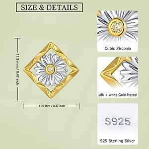 WOUOVO 925-Sterling-Silver Sunflower Earrings for Women - Daisy Sunflower Stud Earring with Safety Screw Back Lockings,Mothers Day Christmas Gifts for Mom and Daughter (Sunflower)