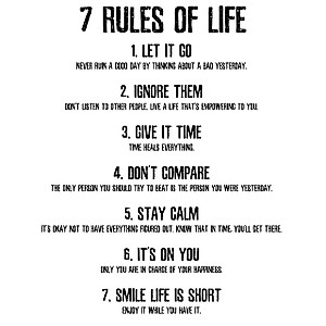 Inspirational Wall Decals Quotes Large Removable Motivational Vinyl Wall Quotes Stickers 7 Rules of Life Positive Word Sayings Spiritual Wall Decor for Office Living Room Classroom Bathroom