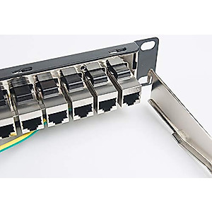 Detroit Packing Co. 24 Port CAT6A RJ45 Through Coupler Patch Panel with Back Bar, Wallmount or Rackmount, Compatible with Cat5, Cat5e, Cat6, Cat6A, UTP STP Cabling (CAT6a Shielded, 24-Port)
