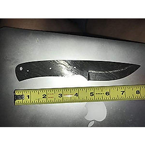 8" Long Hand Forged Damascus Steel Drop Point Blank Blade Skinning Knife with 3 Pin Hole & an Inserting Hole Space 3.5 inches Cutting Edge