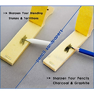 12 PCS Blending Stumps and Tortillions Paper Art Blenders with Sandpaper Pencil Sharpener Pointer for Student Artist Charcoal Sketch Drawing Tools