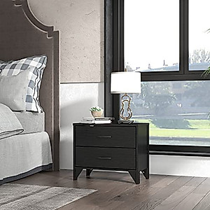 Panana 2/3/4/5/6 Drawer Dresser, Chest of Drawers Wooden Storage Dresser Cabinet Bedroom Furniture (2 Drawer, Black)