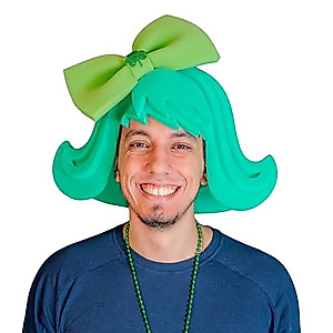 FOAM PARTY HATS: St Patrick's Wig - Saint Patrick Party -St Patricks Women Wig - St Patrick's Day Deco Wig - Shamrocks Wig - Irish Women Wig - Green Wig