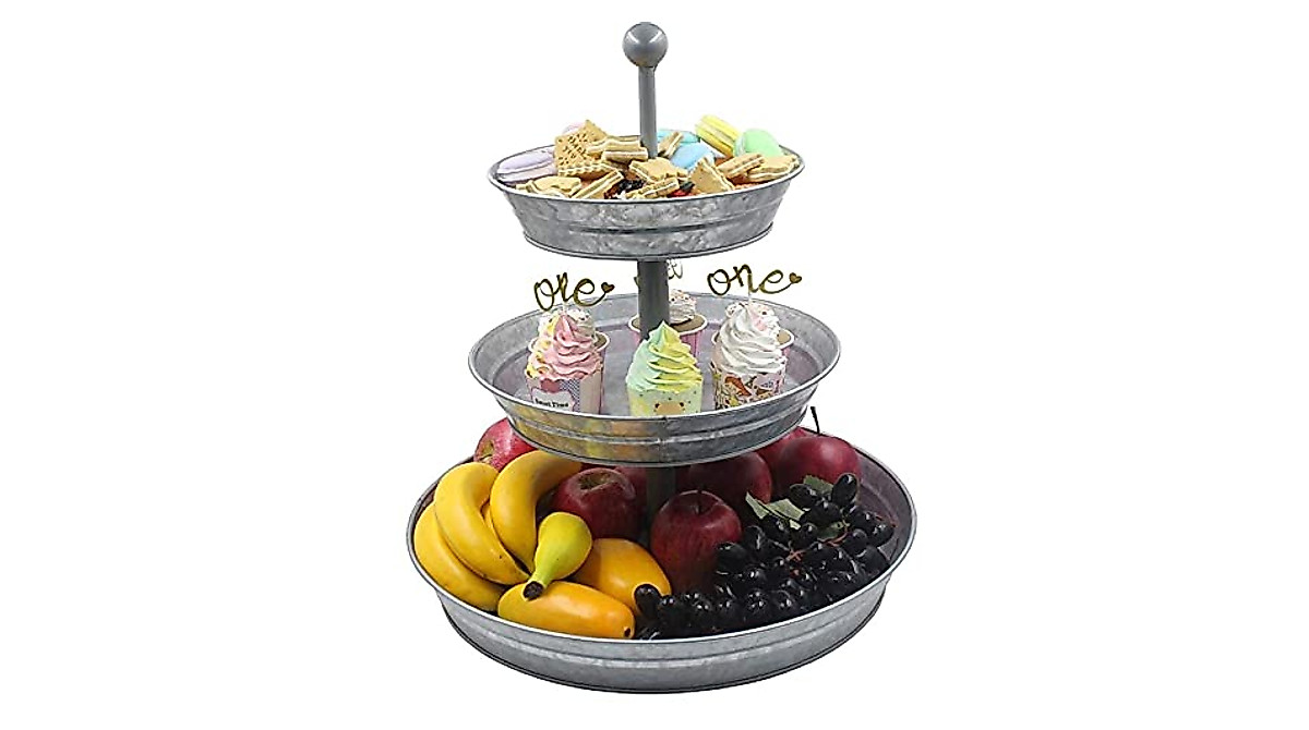 GetSet2Save 3-Tier Serving Tray - Rustic Farmhouse Style