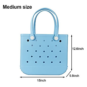 Juyeesm Medium Beach Bag, Waterproof Rubber Beach Bag, Washable Open Tote Bag Durable Tote Travel Bags for Outdoor Sport