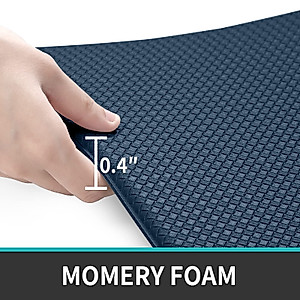 DEXI Kitchen Rugs and Mats Cushioned Anti Fatigue Comfort Runner Mats for Floor Rugs Waterproof Standing Rugs Set of 3, 17"x29"+17"x59"+17"x79" Navy Blue