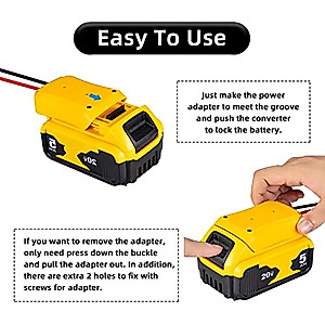 2 Packs Power Wheel Adapter for Dewalt 20V Battery with Fuse & Wire terminals, Work with for Dewalt 20V DCB205 DCB206 DCB200 Lithium Battery; Power Connector for Rc Car, 14AWG Robotics, DIY use