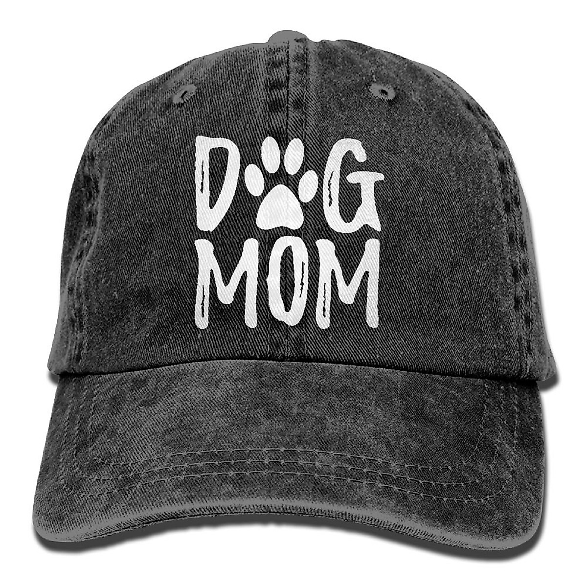 Splash Brothers Customized Unisex Dog Mom Vintage Jeans Adjustable Baseball Cap Cotton Denim Dad Hat Black