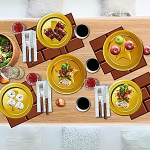 80PCS Mario bros Birthday Party Supplies Tableware Kit for 20 Guests gold Birthday Party Decorations Mario bros Theme Party Table Supplies Pack Includes Plates,Napkins, plastic forks