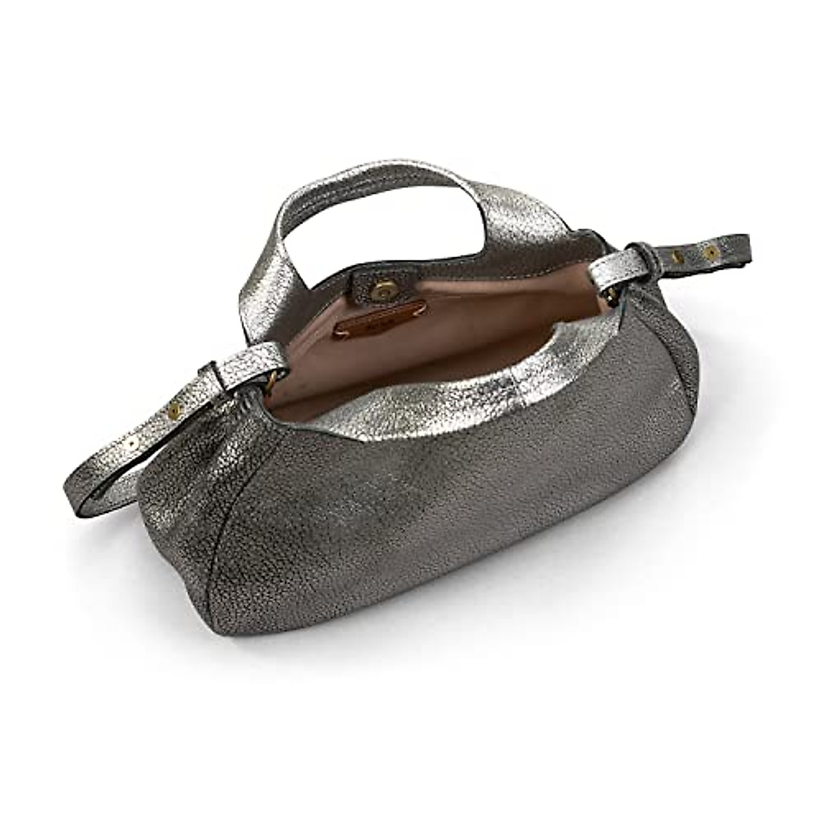 The Sak Rylan Mini Satchel in Leather, Convertible Purse with Adjustable Crossbody Strap, Dark Silver