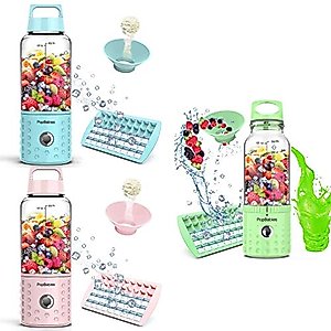 Portable Blender, PopBabies Personal Blender, Smoothie Blender. Rechargeable USB Blender Corolina Blue & Princess Pink & Apple Green