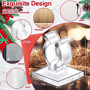 Menkxi 25 Pcs Mini Christmas Light Clips Outdoor Adhesive Wall Hanging Hooks Waterproof Mini Christmas Light Gutter Clips for Walls Windows Eaves and Yards (Clear)