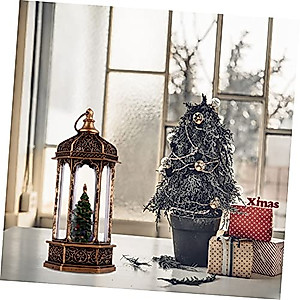 DOITOOL Christmas Lights Vintage Lantern LED Lantern Christmas Snow Globes Holiday Christmas Tabletop Lights Christmas Wind Lantern Plastic Xmas Light Vintage Christmas Light Tabletop Lamp