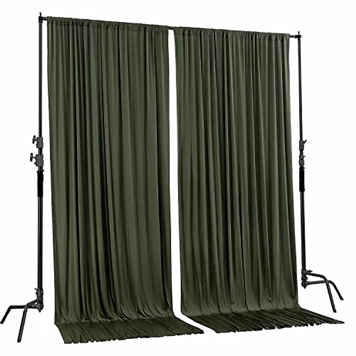 AK TRADING CO. 10 feet x 10 feet Olive Polyester Backdrop Drapes Curtains Panels with Rod Pockets - Wedding Ceremony Party Home Window Decorations