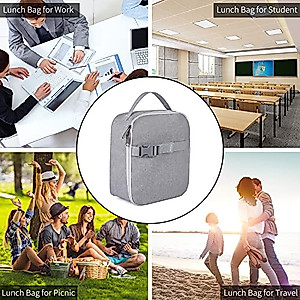 Insulated Lunch Bag for Women Men Work Lunch Pail Cooler, Reusable Thermal Soft Leakproof Lunch Box for Adult Office Lunch Tote Bag Fit Travel Picnic (Gray)