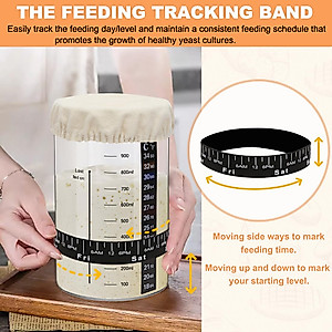 UHAPEER 2 Pack Sourdough Starter Kit, 34Oz Glass Jar Sourdough Starter Jar Kit with Thermometer, Feeding Date Band, Cloth Cover, Spatulas, Measuring Spoon, Reusable Baking Supplies for Beginners