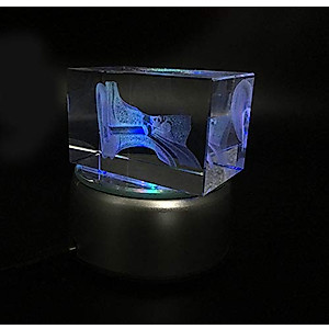 3D Human Ear Anatomical Model Paperweight(Laser Etched) in Crystal Glass Cube Science Gift (No Included LED Base)(3.1x2x2 inch)