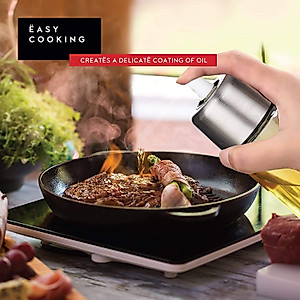 DWËLLZA KITCHEN Olive Oil Dispenser Bottle for Kitchen and Olive Oil Sprayer for Cooking Set – Olive Oil Sprayer Mister 6 OZ and Glass Oil Bottle 17 OZ with Measuring Pump Drip-Free Stainless Spout