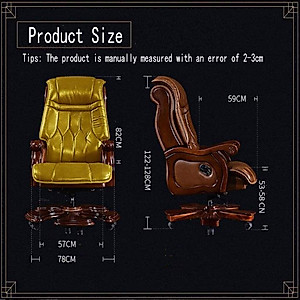 WYKDL High-Back Leather Executive Swivel Adjustable Swivel Office Desk Chair with Armrests Lumbar Support Desk Ergonomic Chair Chair Home Office Chair Reclining Swivel Chair Boss Chair
