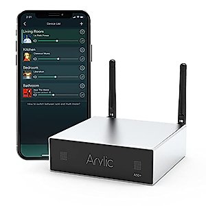 Arylic A50+ WiFi & Bluetooth Home Amplifier,TPA3116 with 50+50W 24V DC/2.0 Stereo Channel,Airplay 1 DLNA,Multiroom/multizone Sync, HiFi Audio Streaming Integrated for Speakers