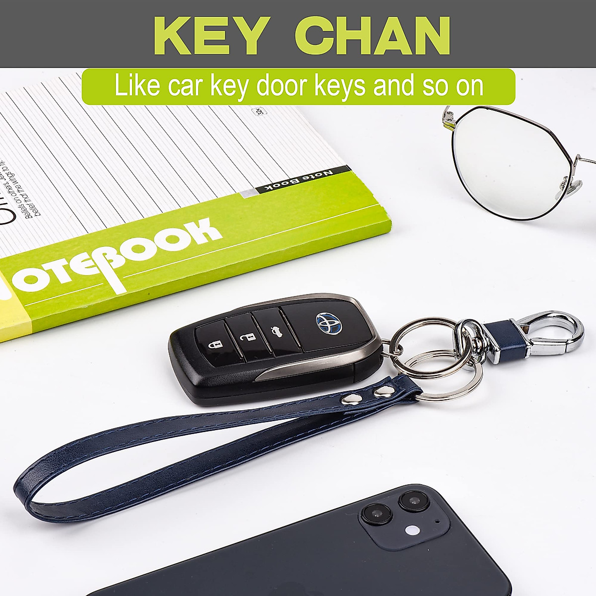 Amazon Essentials - Lanyard Keychain with Detachable Alloy Metal Rings (blue)