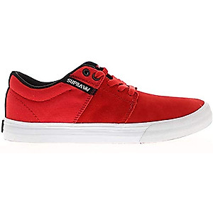 Supra 08029 Men's Stacks II Vulc Skateboarding Shoe, Risk Red-White - 6 M US