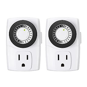 BN-LINK BND-60/U47 Indoor Mini 24-Hour Mechanical Outlet Timer, 3-Prong, 2-Pack