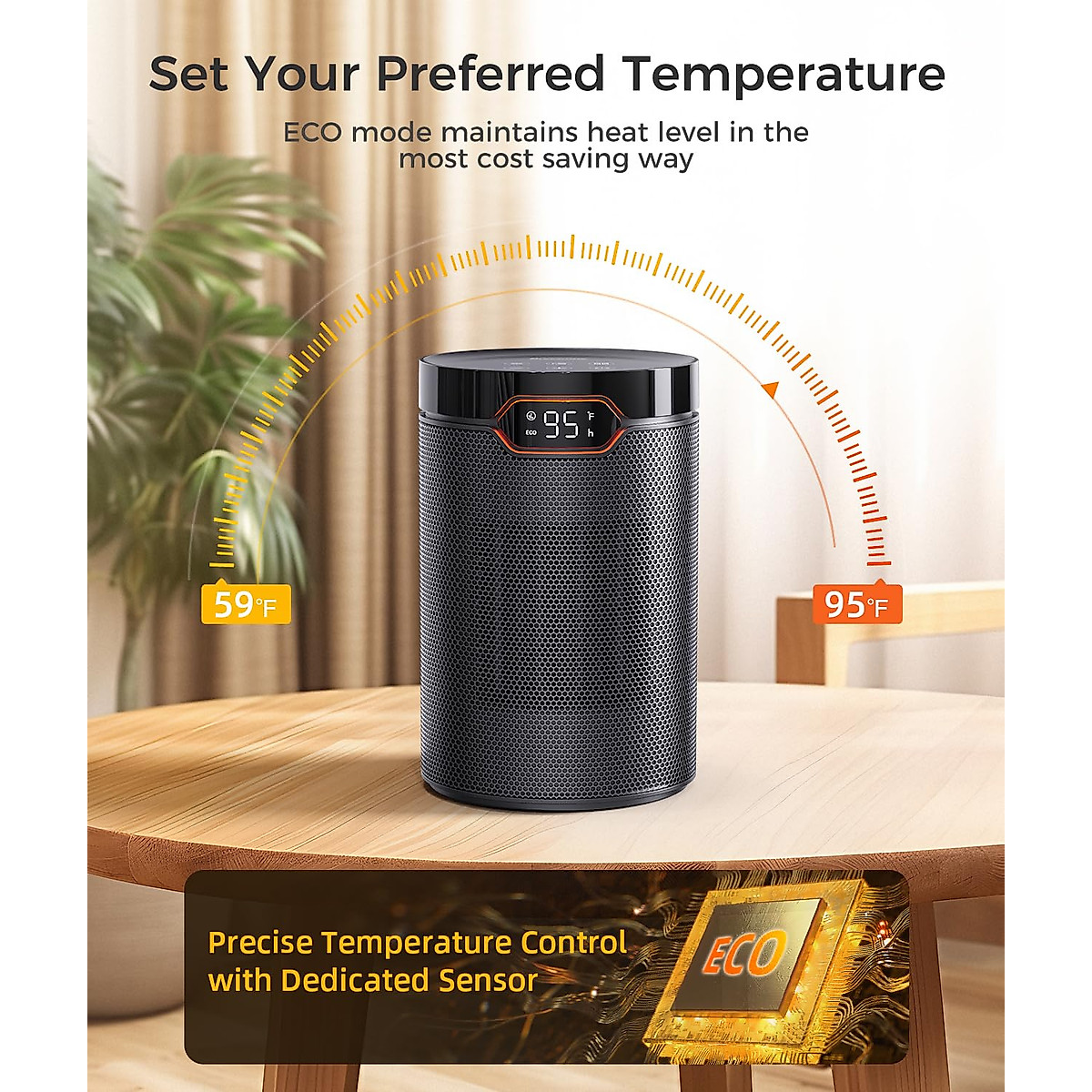 BREEZOME Space Heater, Portable Electric Heaters for Indoor Use with Thermostat & 24H Timer, 1500W PTC Ceramic Quiet Fast Heating Desk Heater, Safety Room Heater for Home Bedroom Office