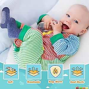 Eyean Baby Wool Grip Sock Soft Winter Warm Thick Non Slip Toddler Boy Girls Crew Socks For Children 6 Pairs (Solid Color, 1-3 Years)