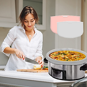 2 Pack Silicone Slow Cooker Liners Fits for 7-8 QT Crockpot, Reusable Silicone Crockpot Liner, Reusable Leakproof, Easy Clean (Pink+Gray) Bags, BPA Free and Dishwasher Safe