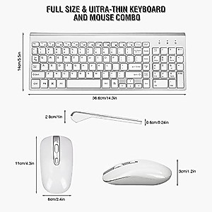 Wireless Keyboard Mouse Combo, RaceGT Energy Saving Silent Ultra-Thin Full Sized Wireless Keyboard and Mouse 3 Level DPI Adjustable Mouse for Computer, Laptop and Desktop