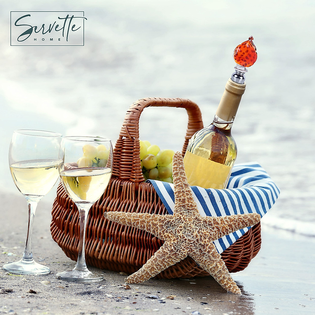 Glass Curved Leaf Animal Print Wine Stopper - Orange Spot