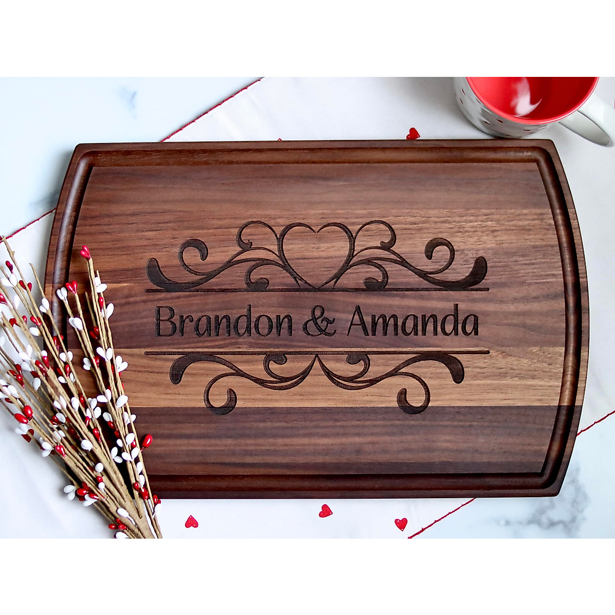 MODERN MADE DESIGNS Handmade Cutting Board, Personalized Bamboo, Walnut, Cherry or Maple Wood Engraved Boards USA Made, Customizable for Weddings, Anniversary, Housewarming, Kitchen Decor, Gift Idea