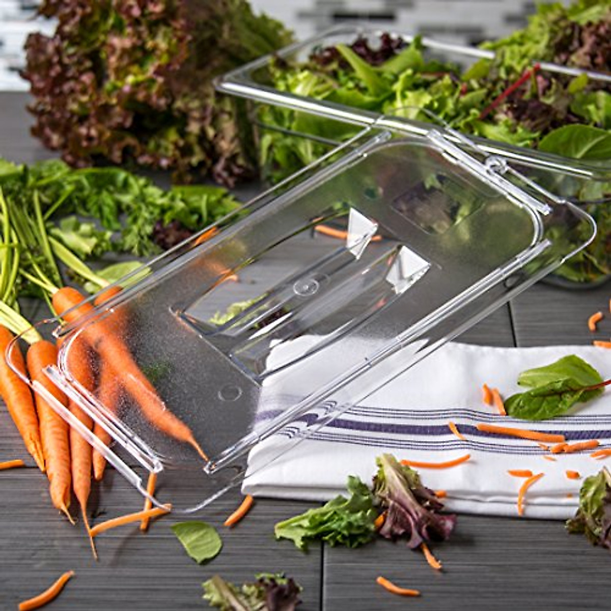 Carlisle FoodService Products 10270U07 StorPlus Third Size Polycarbonate Universal Handled Food Pan Lid, Clear