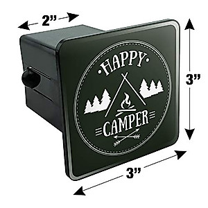 Happy Camper with Campfire Tow Trailer Hitch Cover Plug Insert 2"