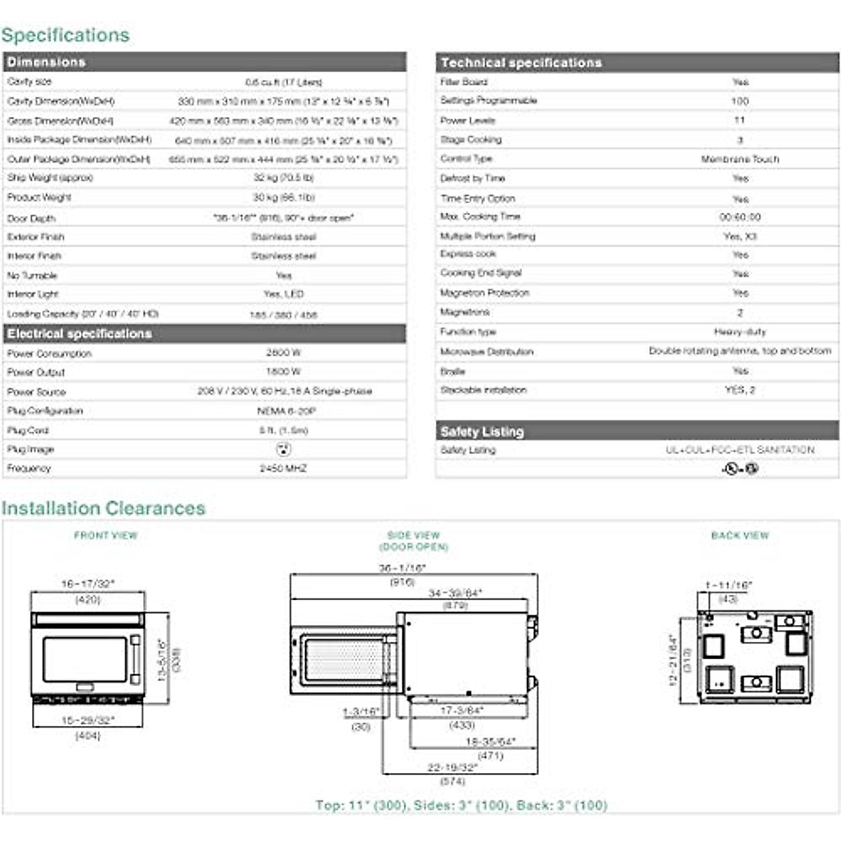 Midea Equipment 1817G1A Commercial Microwave, 1800 Watts, Stainless Steel
