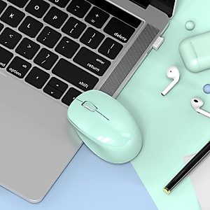 Trueque Wireless Mouse E702 2.4GHz Portable Computer Mouse with USB Receiver, Comfortable Silent Mice for Laptop, Chromebook, PC, Notebook, Desktop, Windows, Mac (Mint Green)