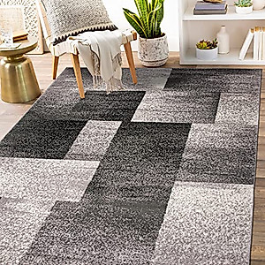 Rugshop Modern Distressed Boxes Area Rug 5' x 7' Gray