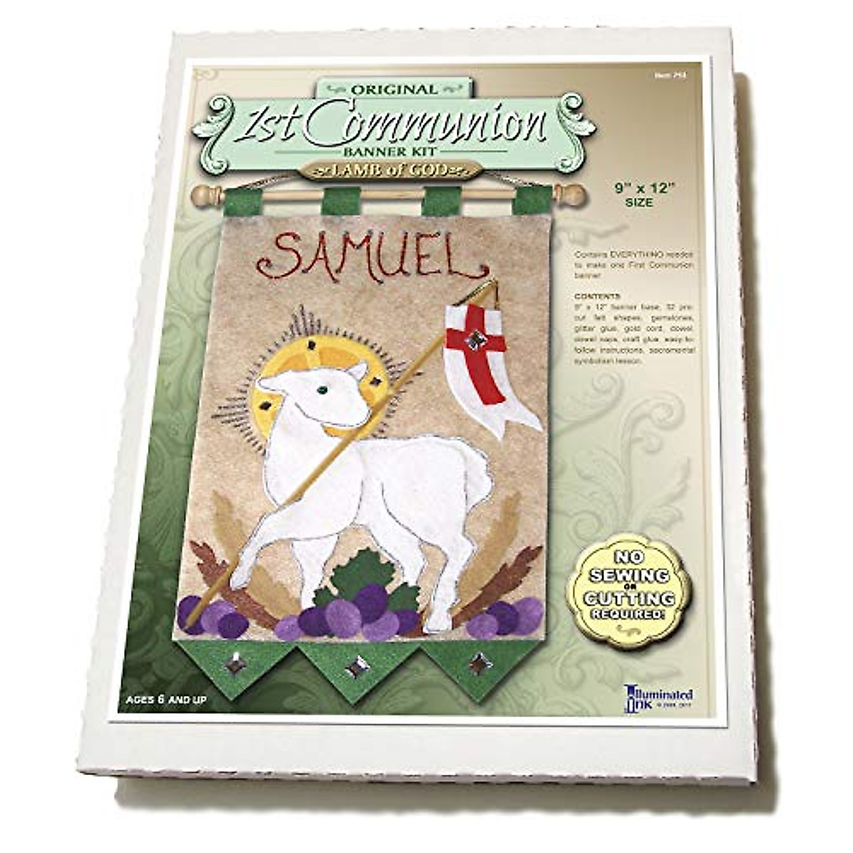 First Communion Banner Kit - 9 x 12 - Lamb - Green