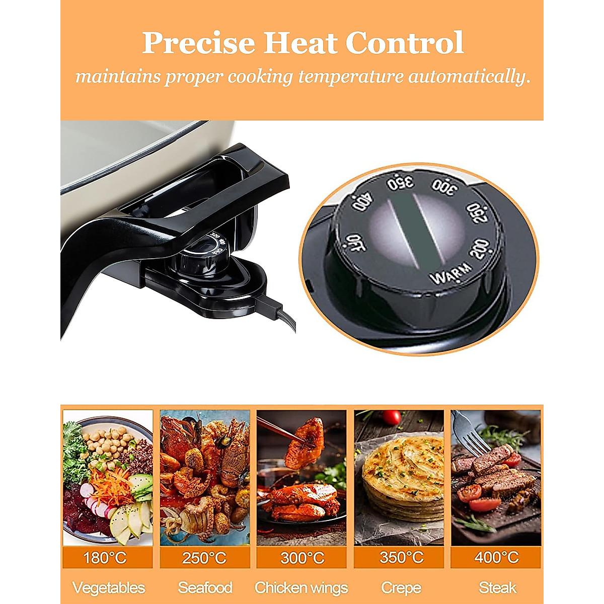 16" Grey Ceramic Electric Skillet - Roast fry grill stew bake make casseroles and more