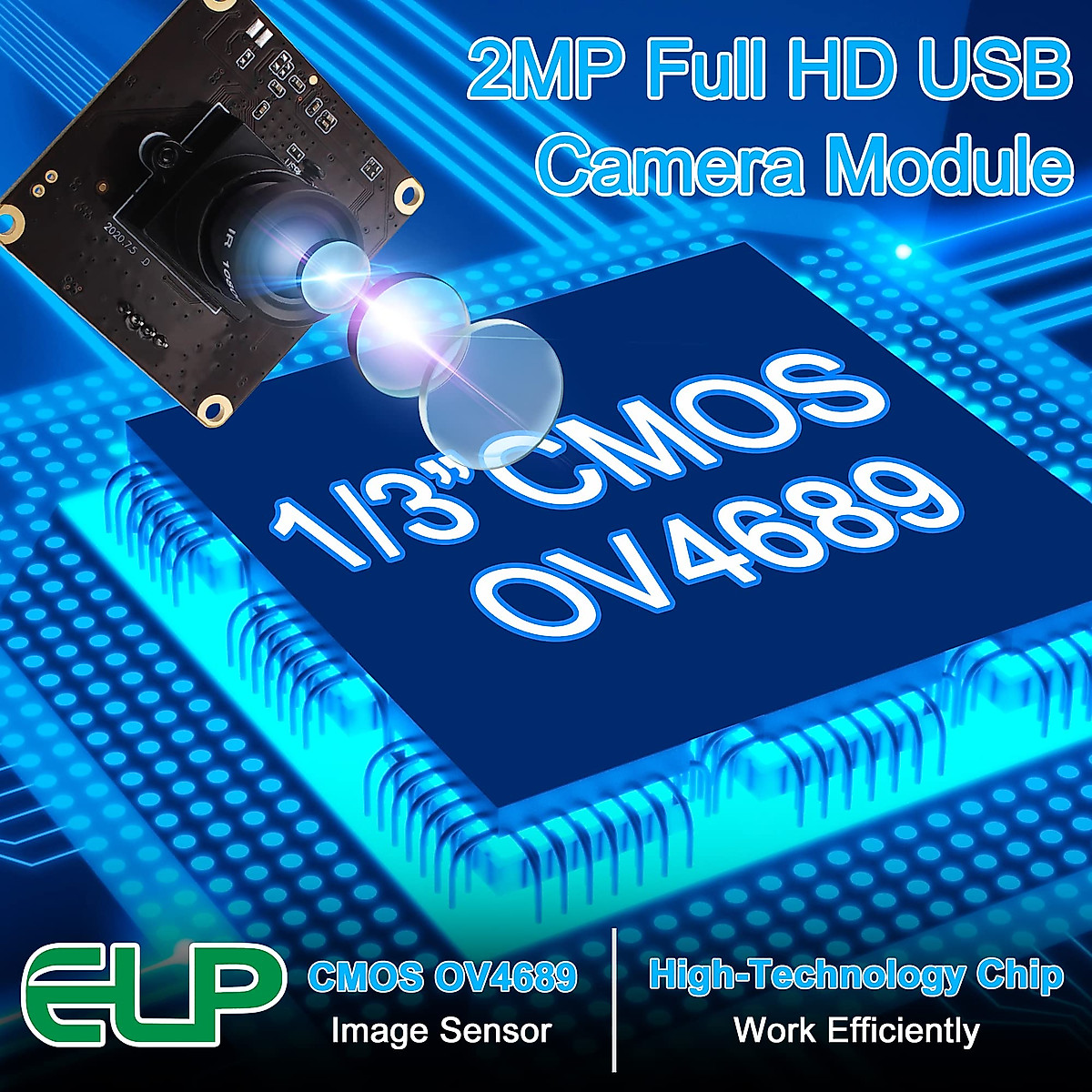 ELP 2MP High Speed USB Camera Module for Computer 1080P Mini UVC USB2.0 Webcam Board CMOS OV4689 Video CCTV Industrial PC Camera for Laptop High Frame 260fps 120fps 60fps Lightburn Camera