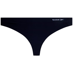 Reebok Women's Underwear - Stretch Performance Thong Panties (4 Pack), Size Large, Shark Skin/Black